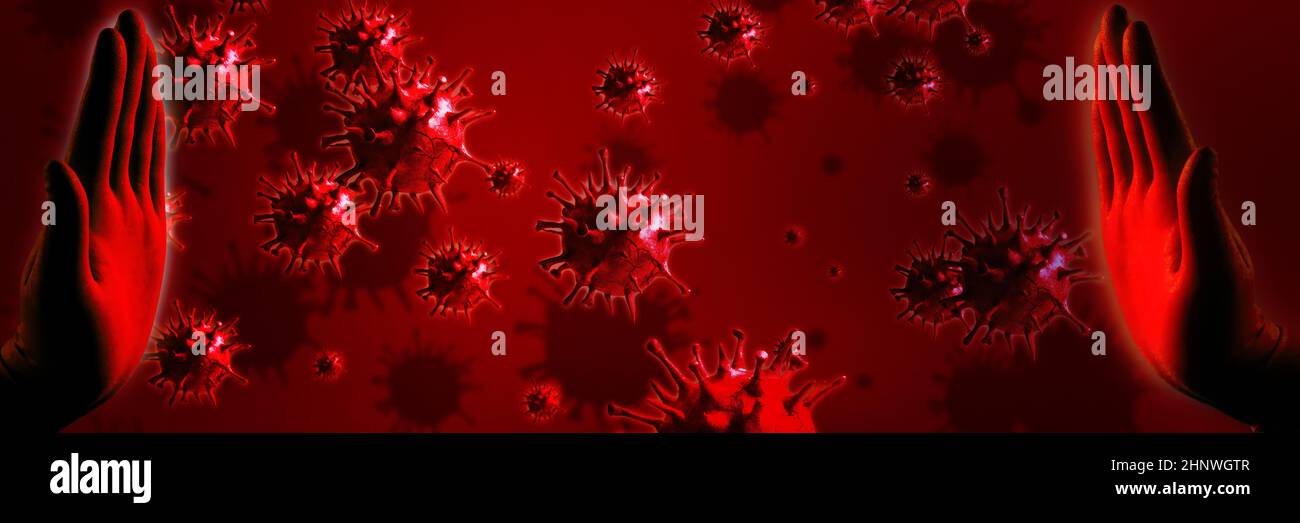 Dangerous corona virus, SARS pandemic risk concept. 3D illustration ...