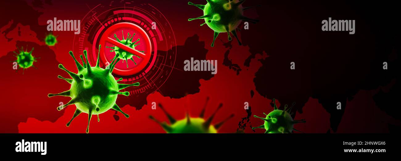 Dangerous corona virus, SARS pandemic risk concept. 3D illustration ...