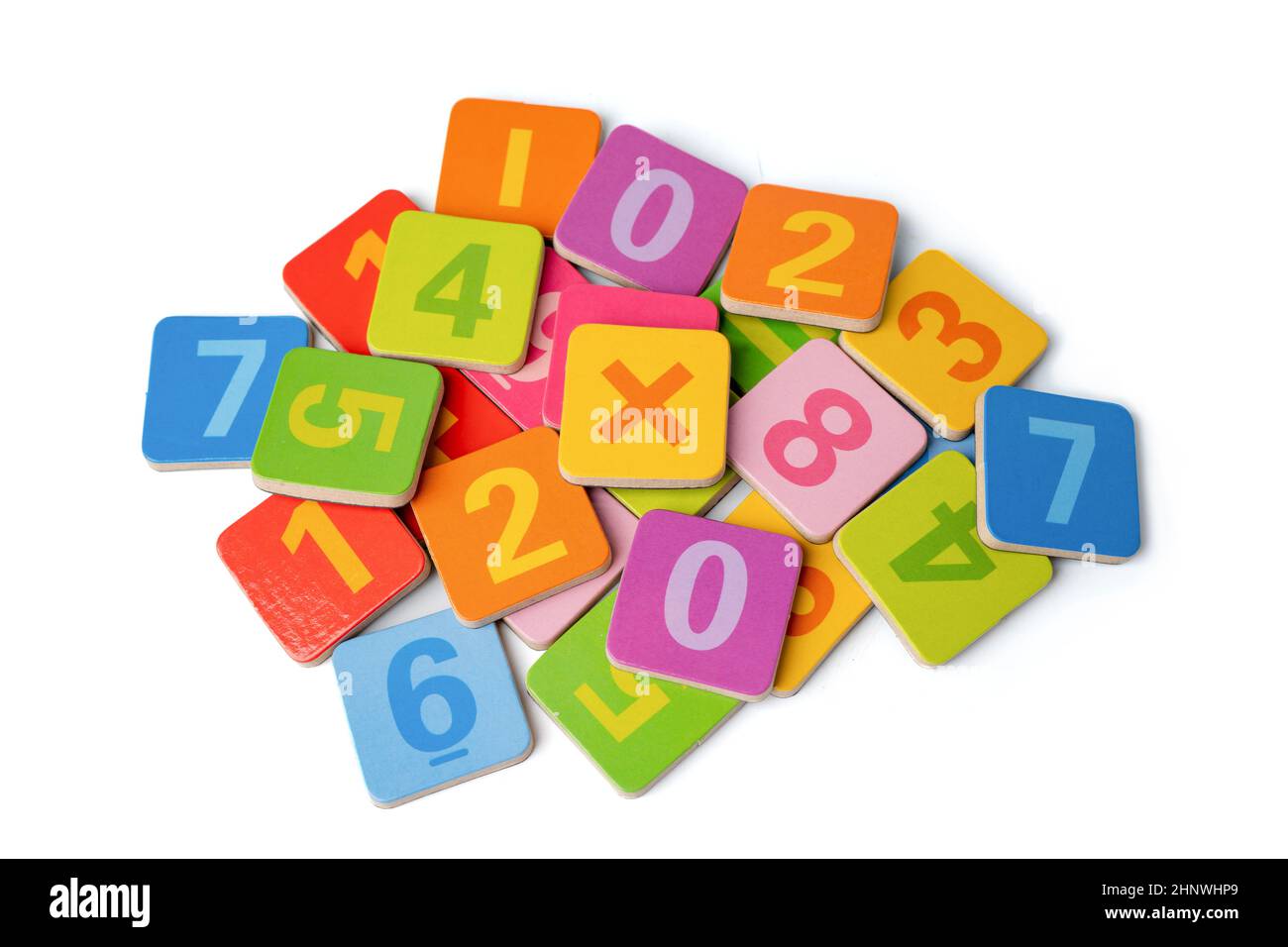 Math Number colorful on white background with clipping path, education ...