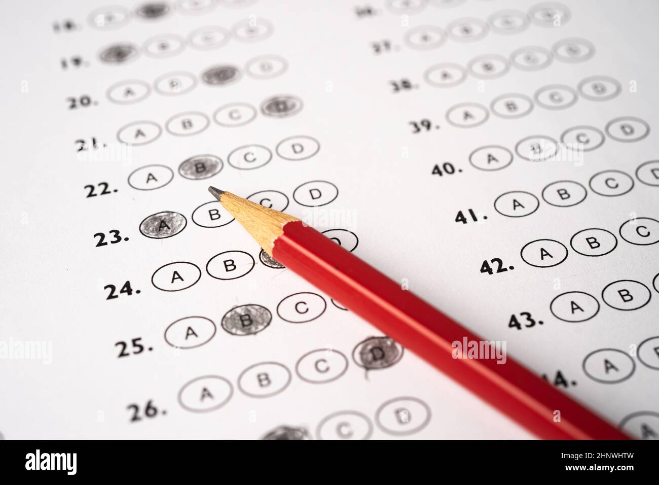 Answer sheets with Pencil drawing fill to select choice, education ...