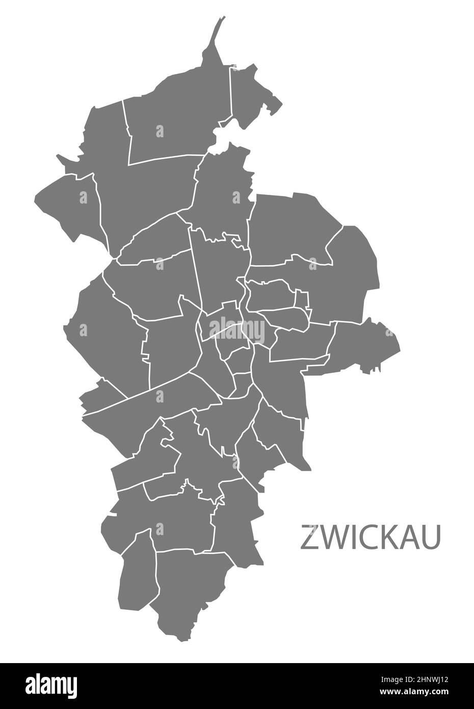 Modern City Map - Zwickau city of Germany with districts grey DE Stock Photo - Alamy