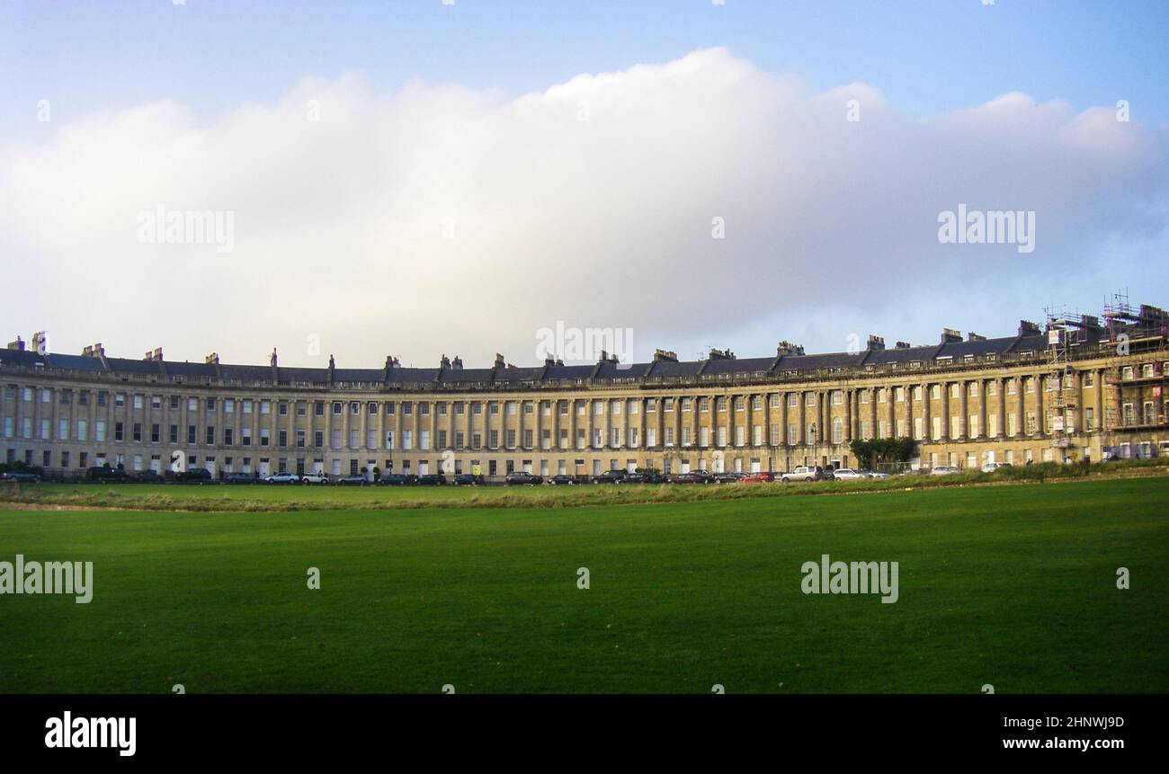 Victoria Park below the landmark Royal Crescent in Bath. The Somerset ...