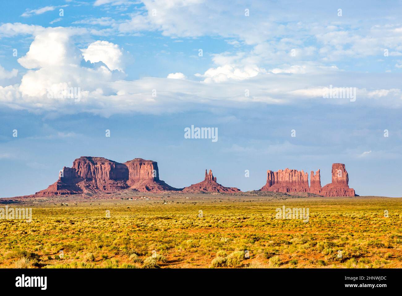 giant sandstone formation in the Monument valley under blue sky Stock ...