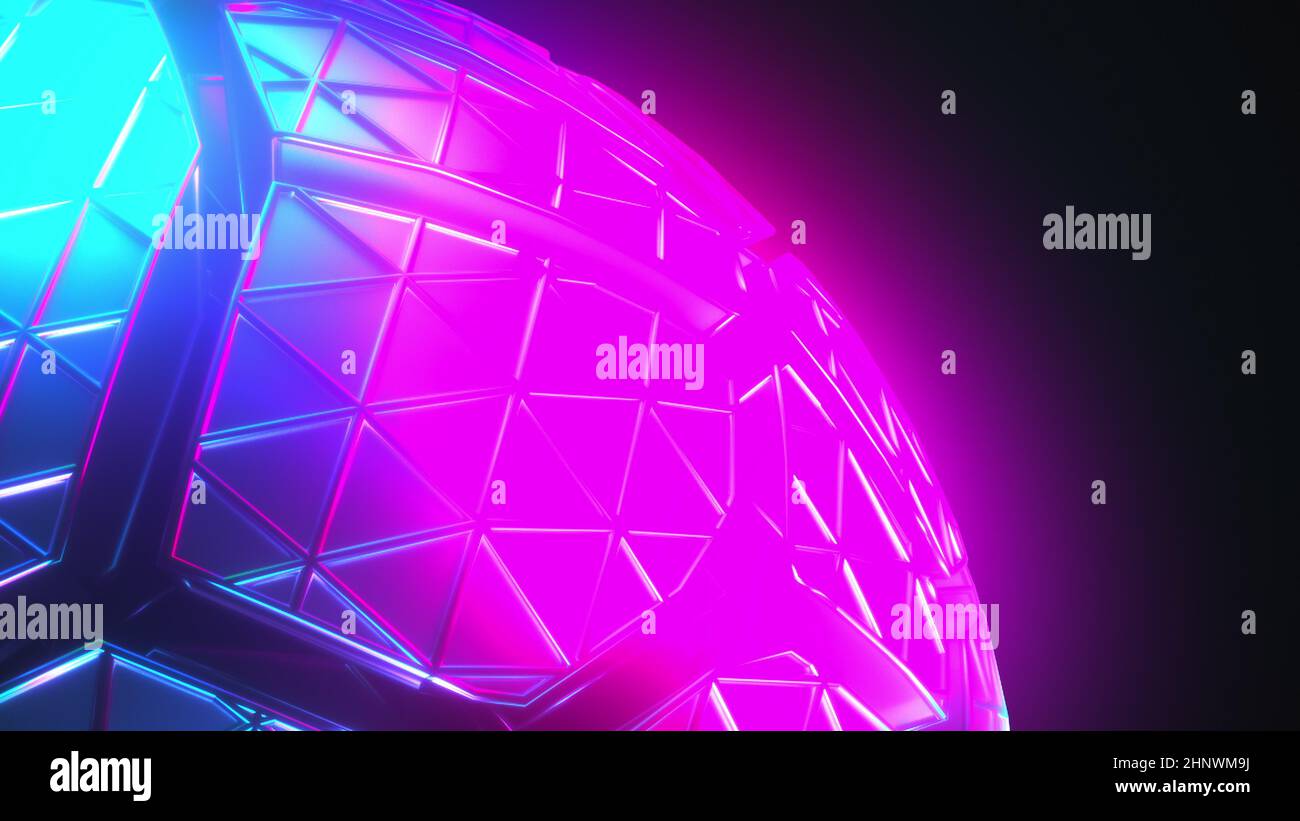 Polygonal 3d render round frame with broken joints and cyber fractals ...