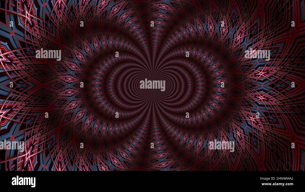 Round changing 3d render mosaic with circling bright flower and ...