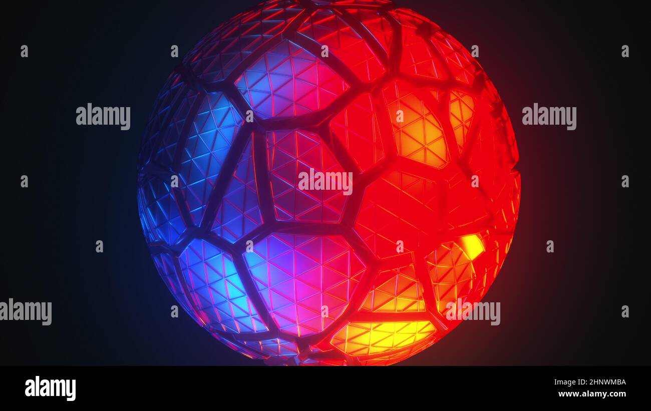 Polygonal 3d render round frame with broken joints and cyber fractals ...