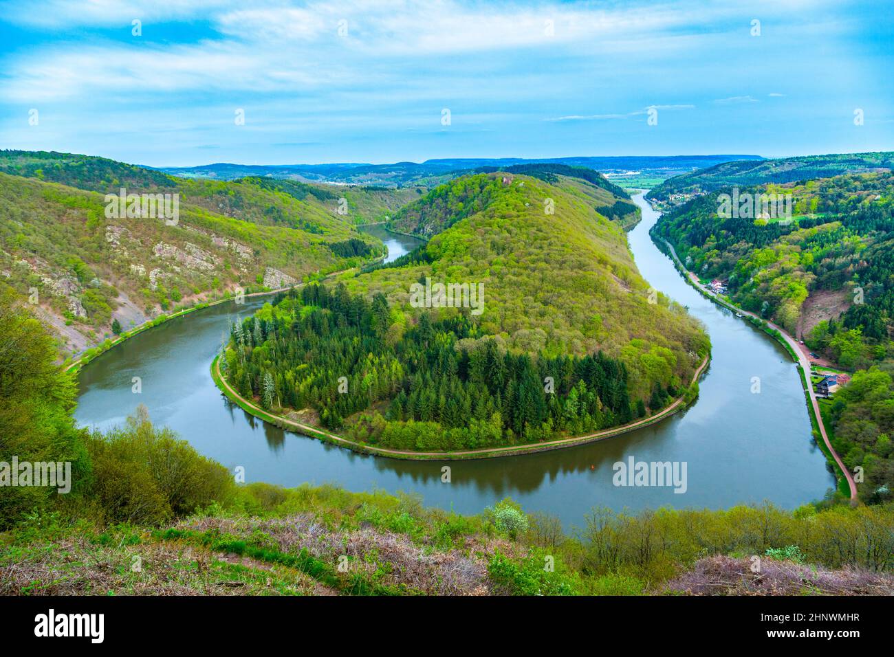 View into the saar valley at the saarschleife hi-res stock photography and images - Alamy