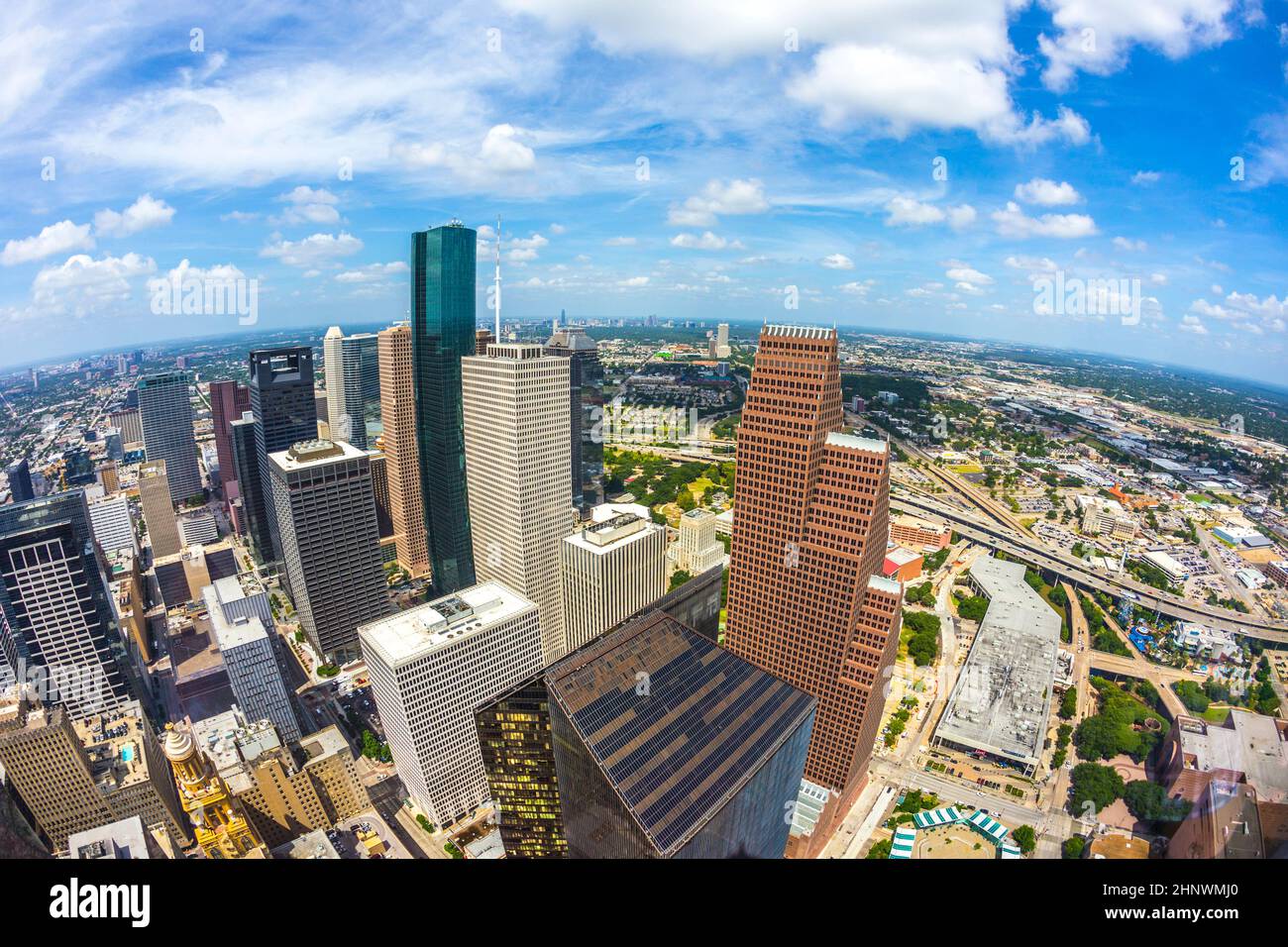 aerial of modern buildings in downtown Houston in daytime Stock Photo ...