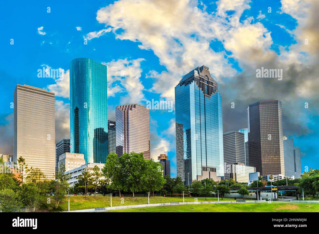 Skyline of Houston in Texas during daytime Stock Photo - Alamy
