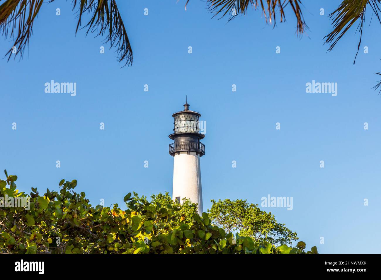 Famous lighthouse at Cape Florida in the south end of Key Biscayne ...