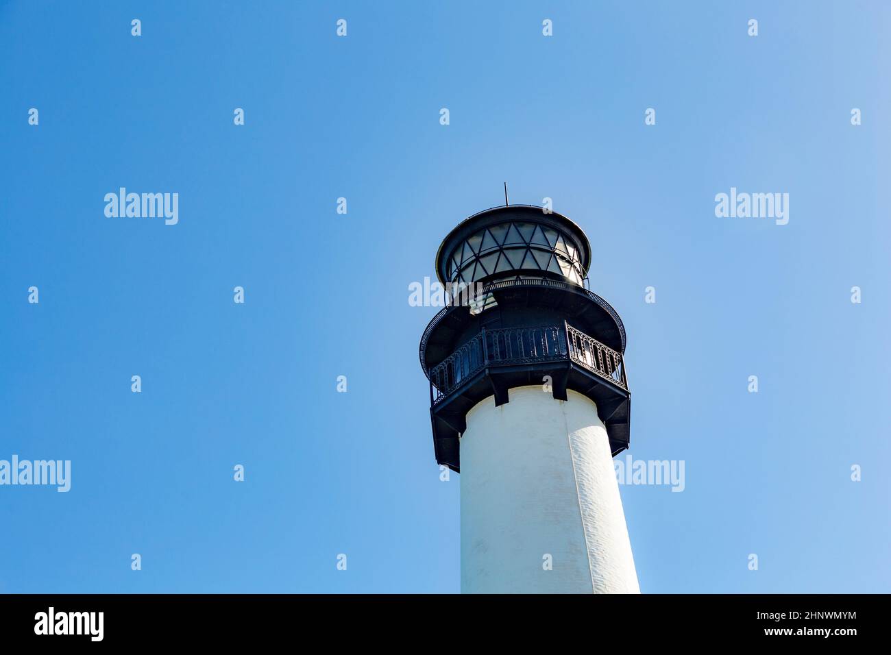 Famous lighthouse at Cape Florida in the south end of Key Biscayne ...