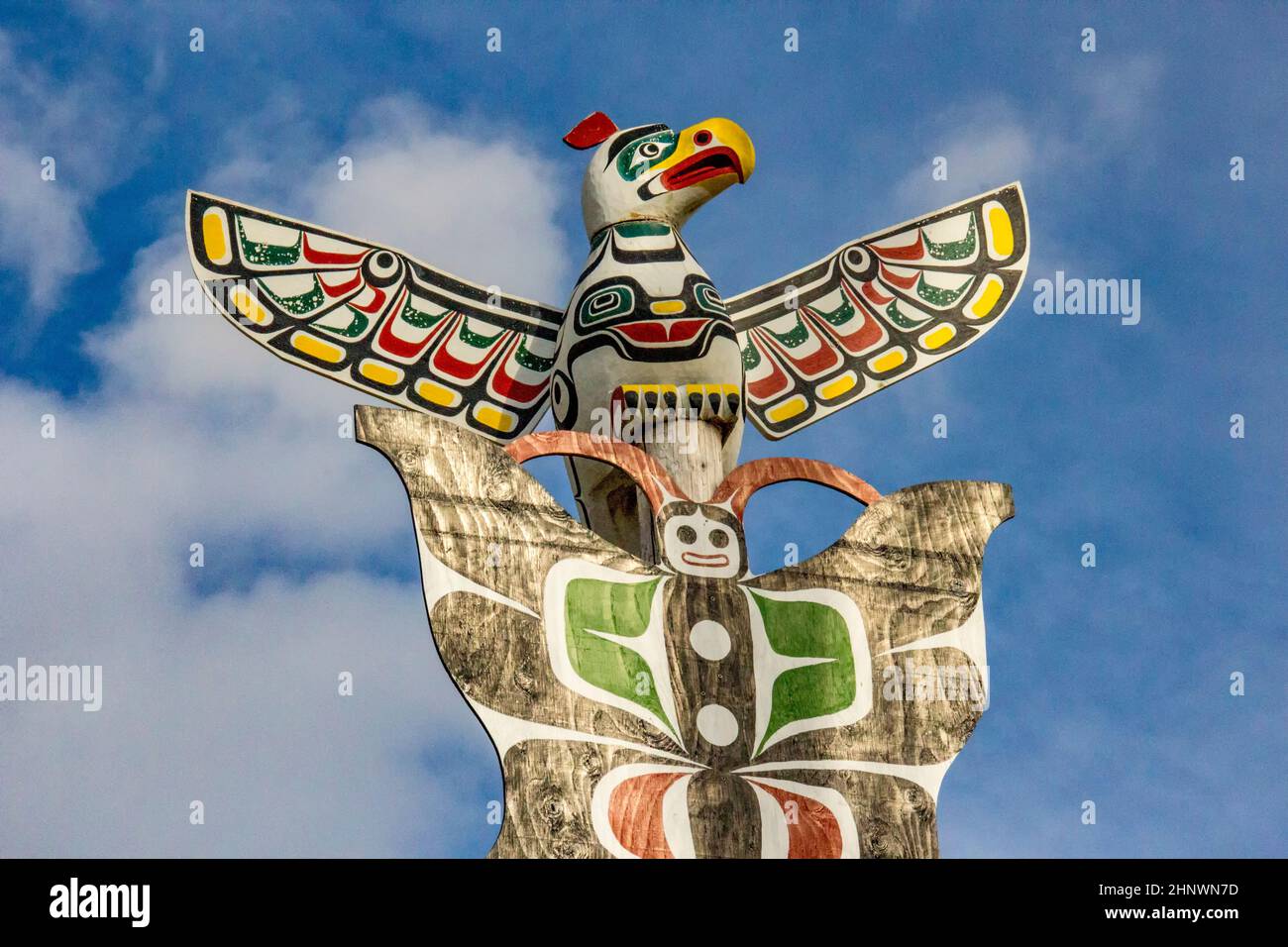 old traditional wooden totem masks in Canada Stock Photo - Alamy