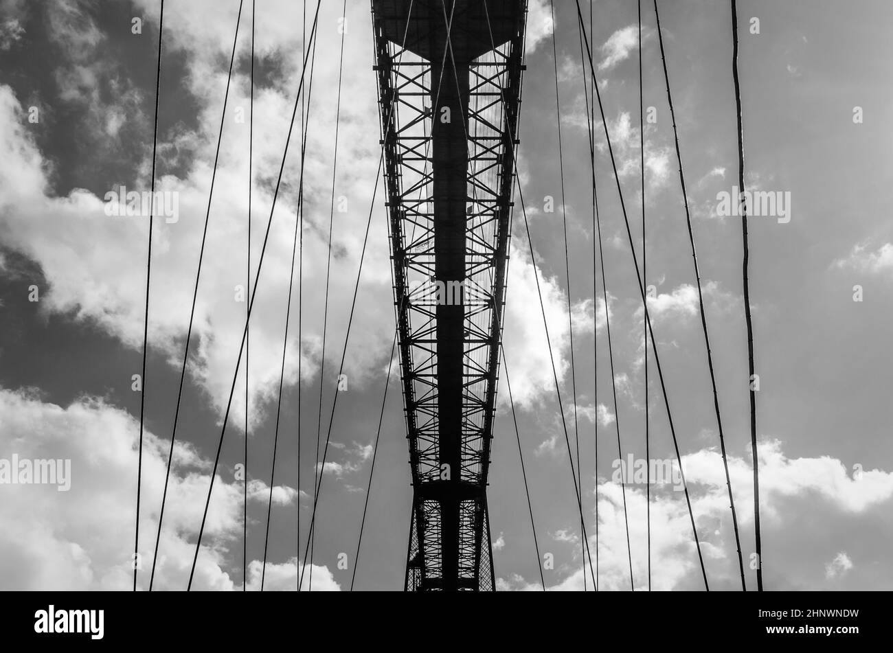 Detail of Vizcaya Bridge, a transporter bridge that links the towns of ...