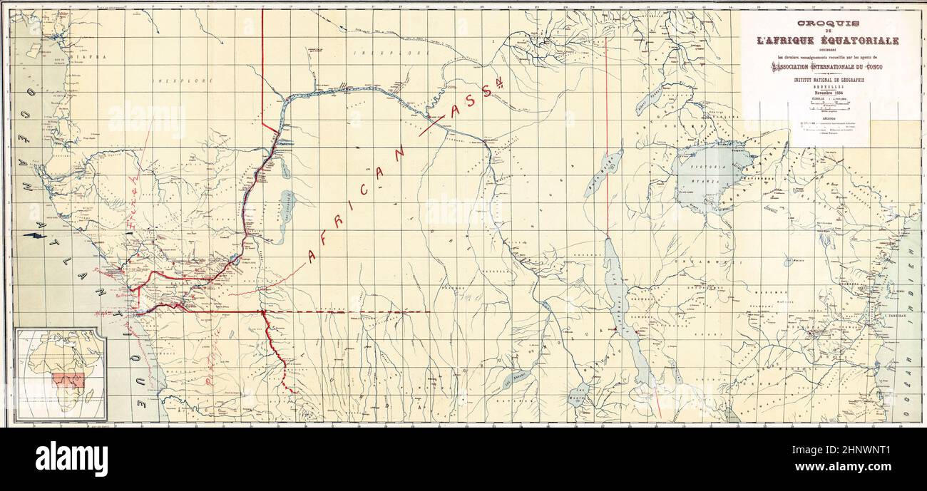 18-19th century vintage map showing part of Africa Stock Photo - Alamy