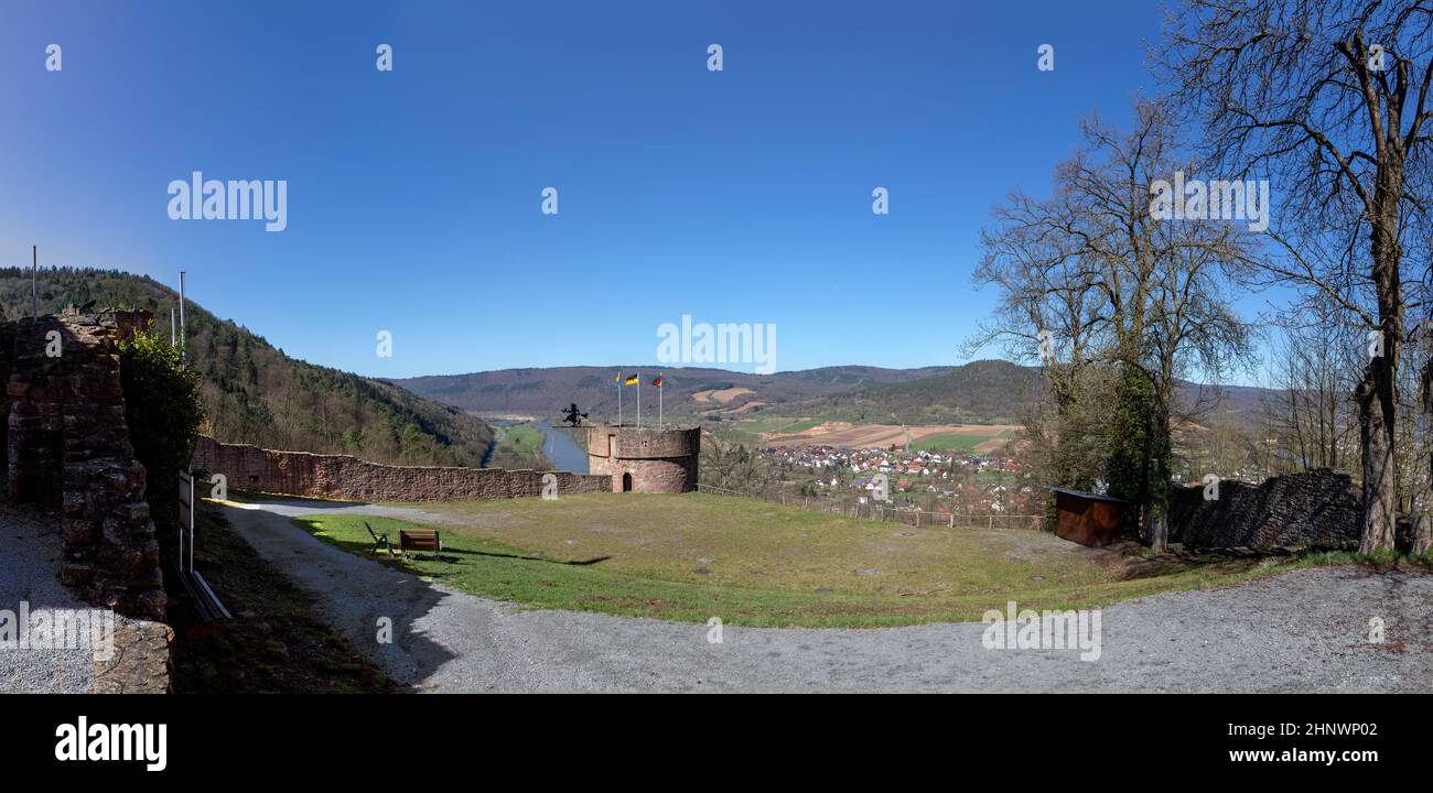 landscape of river main with village of Freuden and Collenberg Stock ...