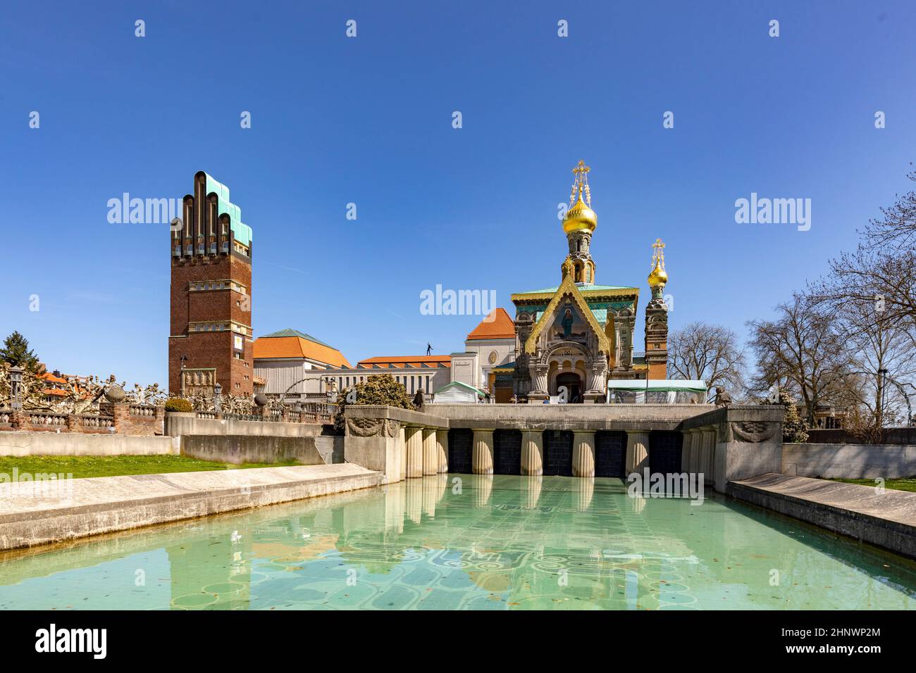 Mathildenhoehe with russian chapel and wedding tower in Darmstadt under ...