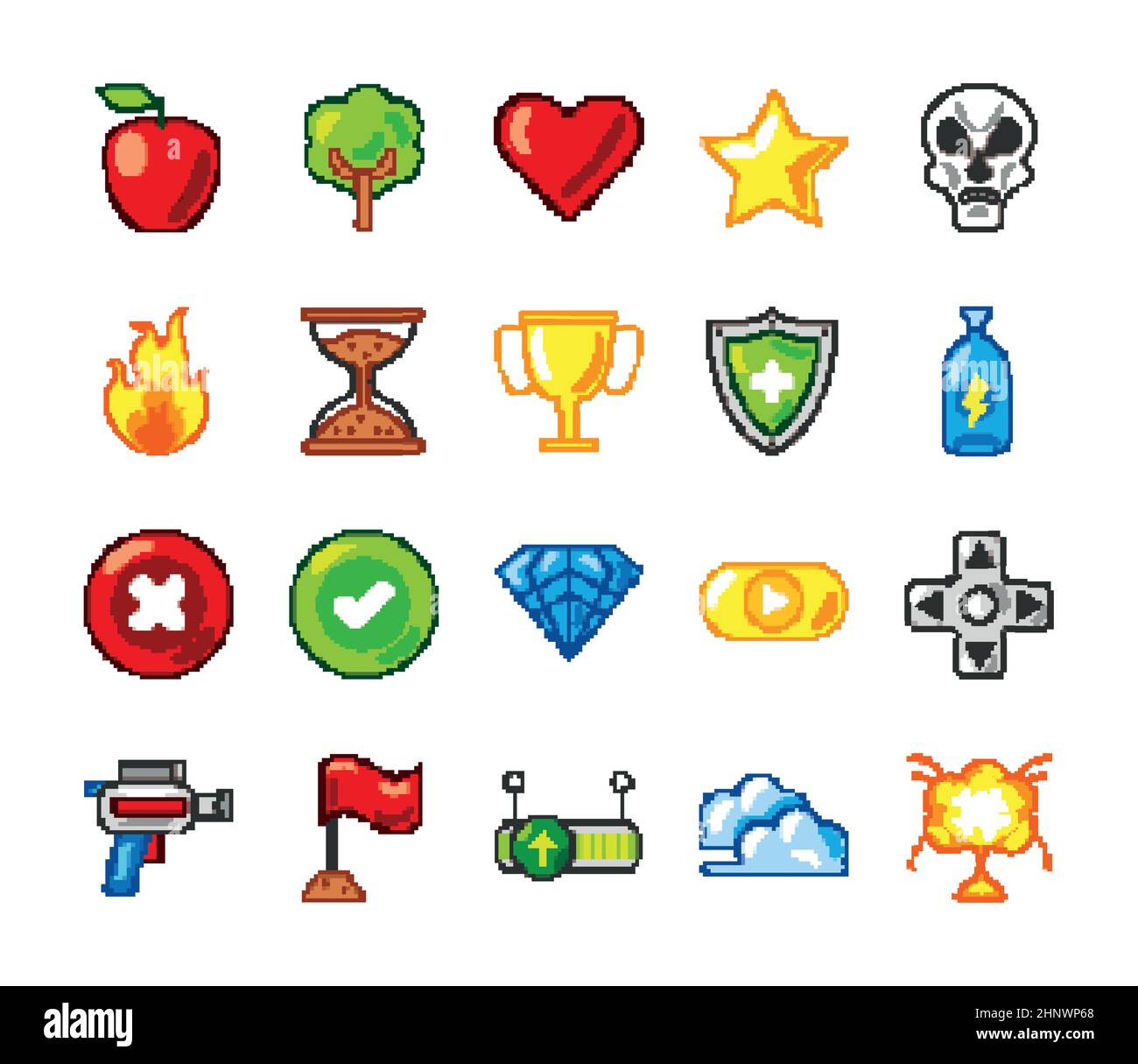 8bit retro game icons set hi-res stock photography and images - Alamy