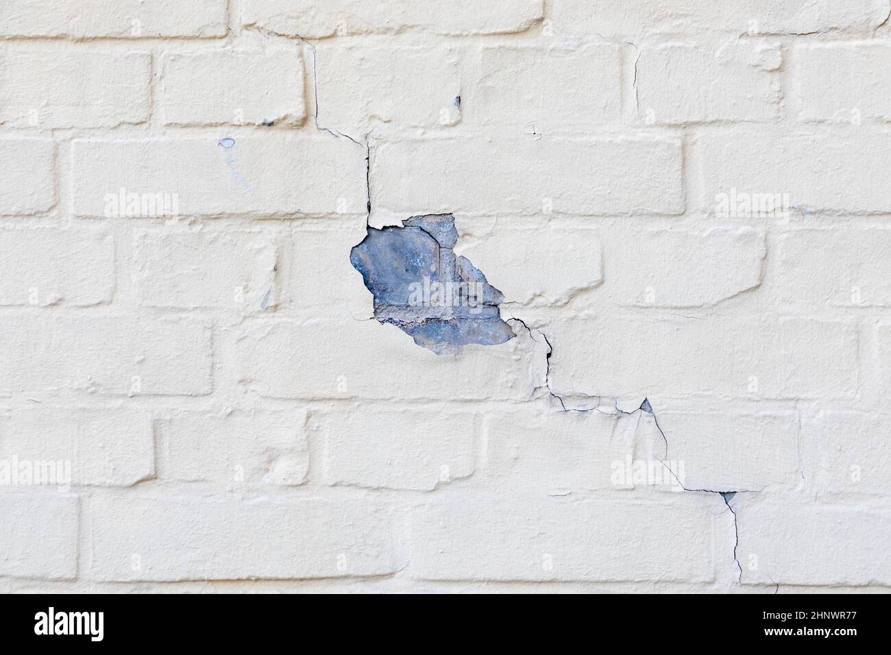 pattern of painted old vintage brick wall with brocken bricks Stock ...