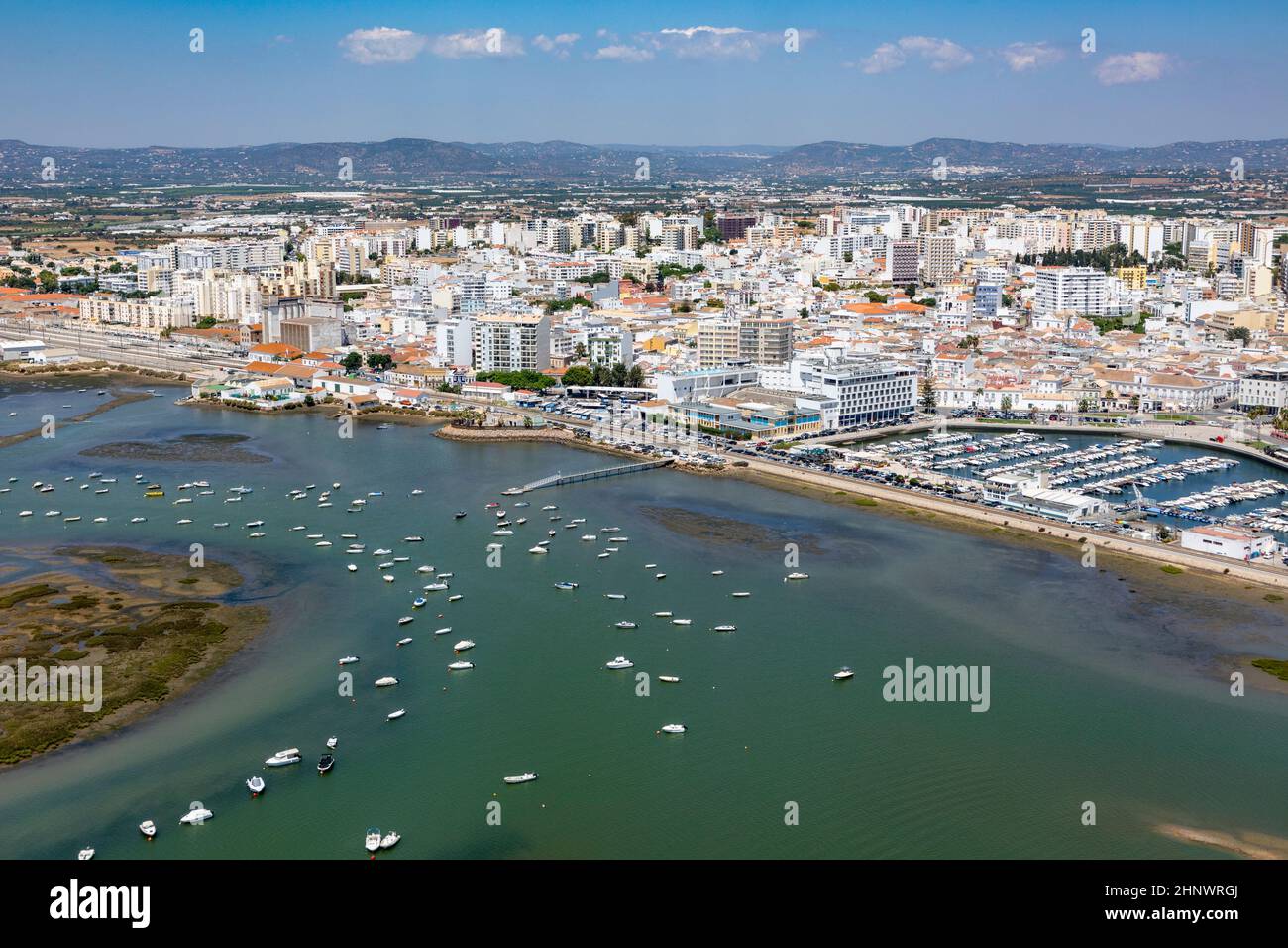 aerial of town of Faro with harbor, Portugal Stock Photo - Alamy