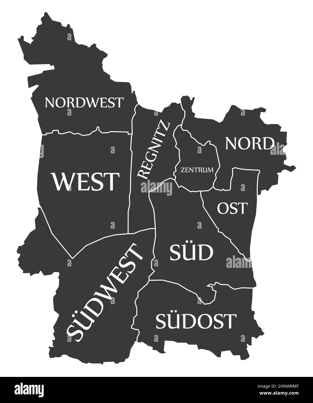 Erlangen City Map Germany DE labelled black illustration Stock Photo ...