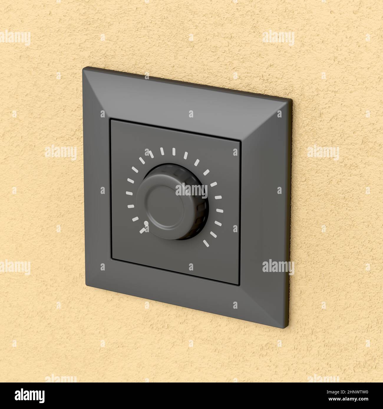Black dimmer light switch on the wall Stock Photo - Alamy