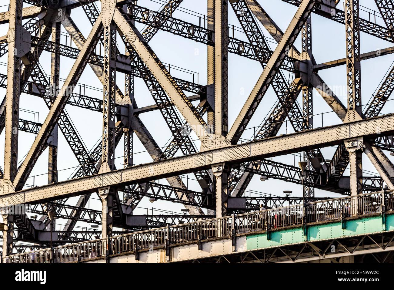 detail of Howrah Bridge. It is currently the sixth-longest cantilever ...