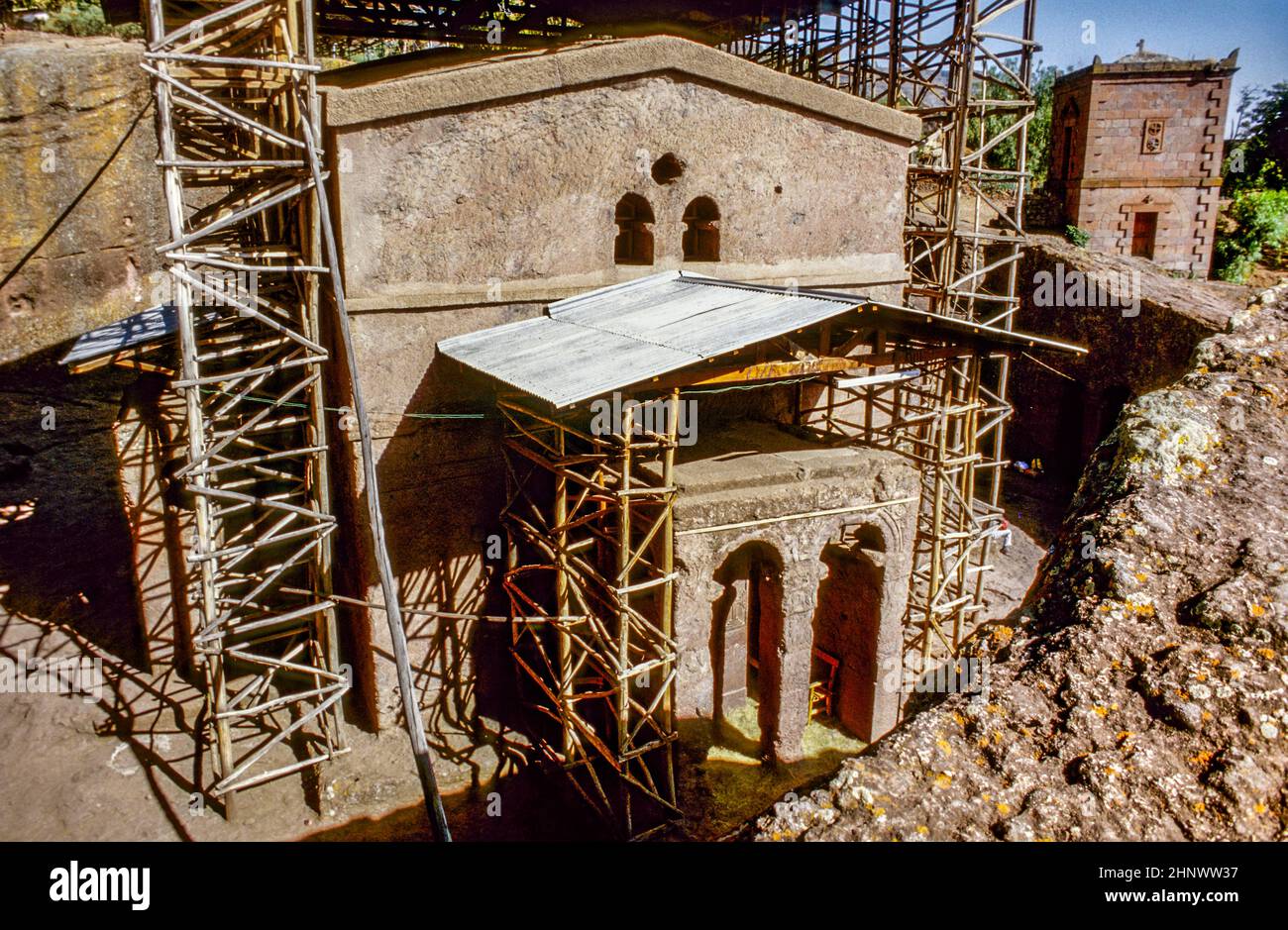 old underground church in Lalibela, Ethiopia under construction Stock ...