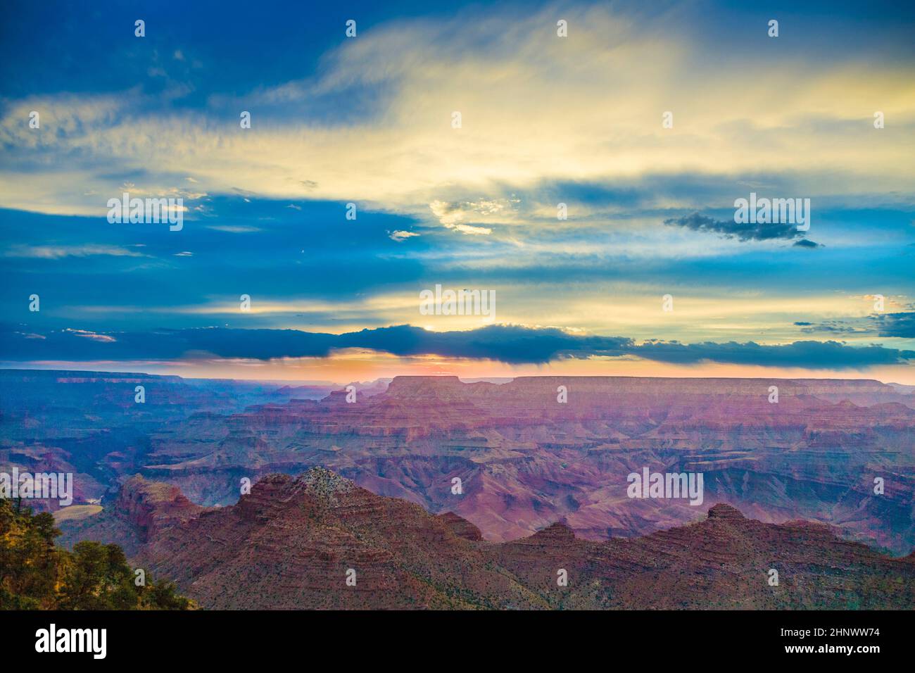 Sunset at Grand Canyon seen from Desert view point, South rim Stock ...