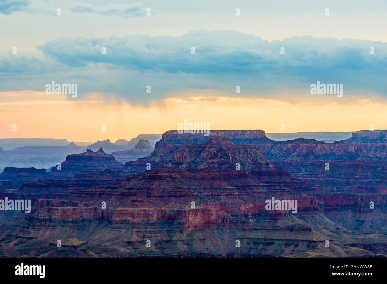 sunset view from Desert View Point into the Grand canyon, South Rim ...