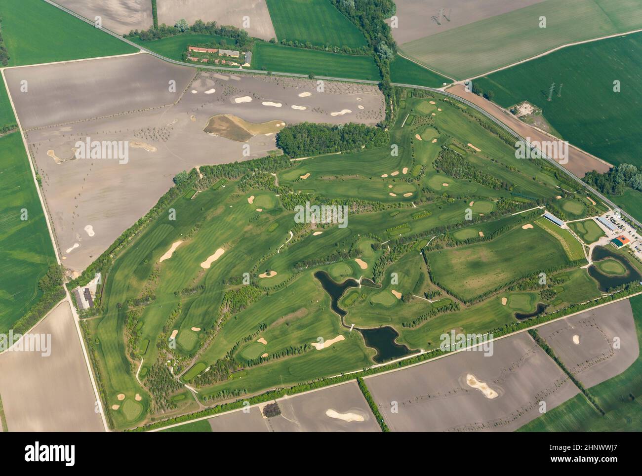 aerial of empty Golf range in schwechat, Vienna Stock Photo - Alamy