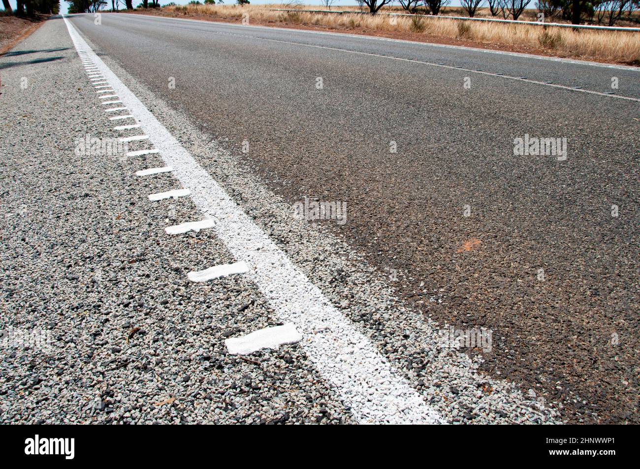 Rumble Strips on the Highway Stock Photo - Alamy