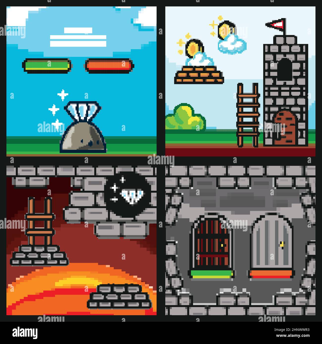 pixelated gameplay scene Stock Vector Image & Art - Alamy