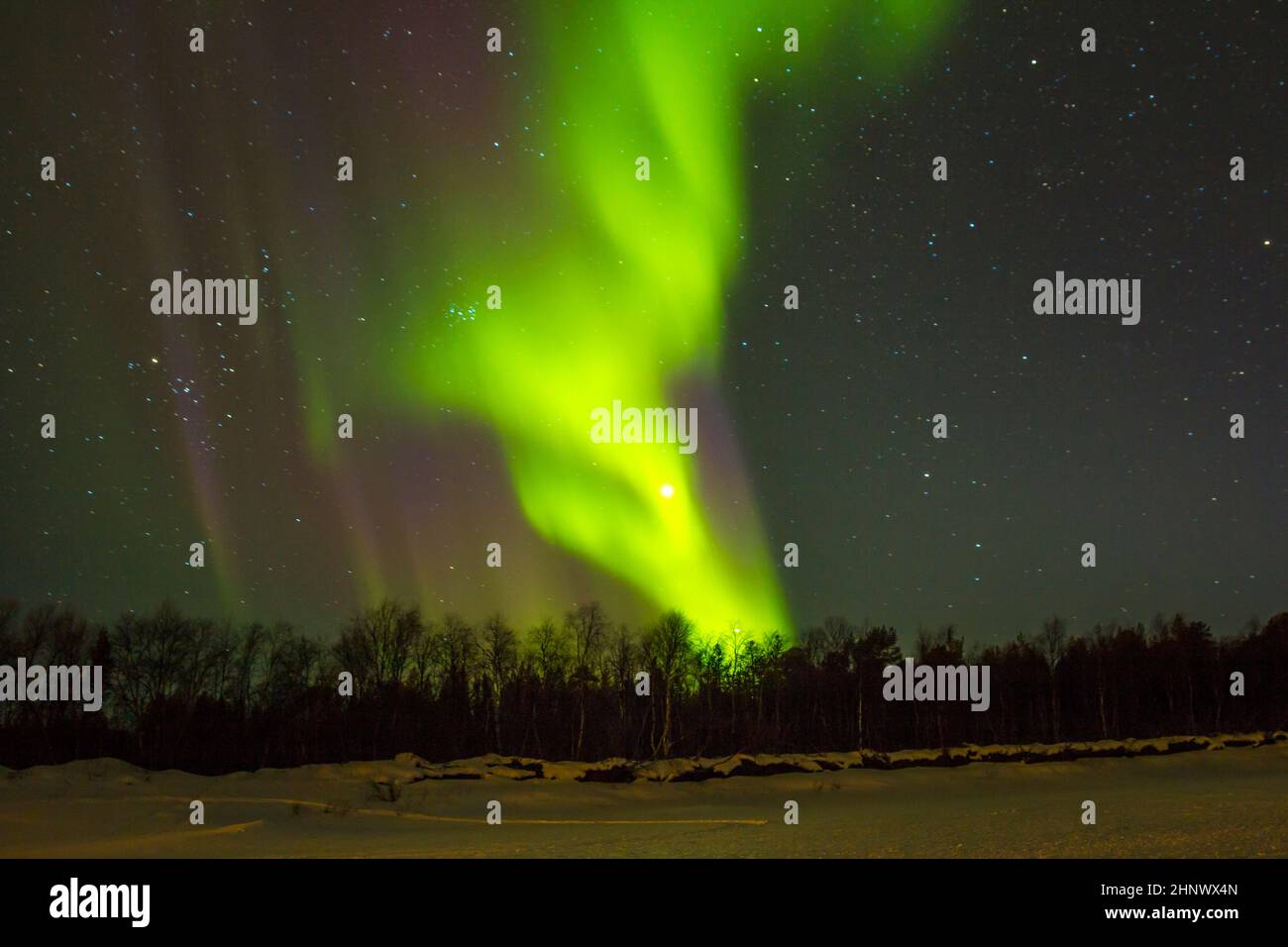 spectacular Northern Lights (Aurora borealis) over snowscape Stock ...