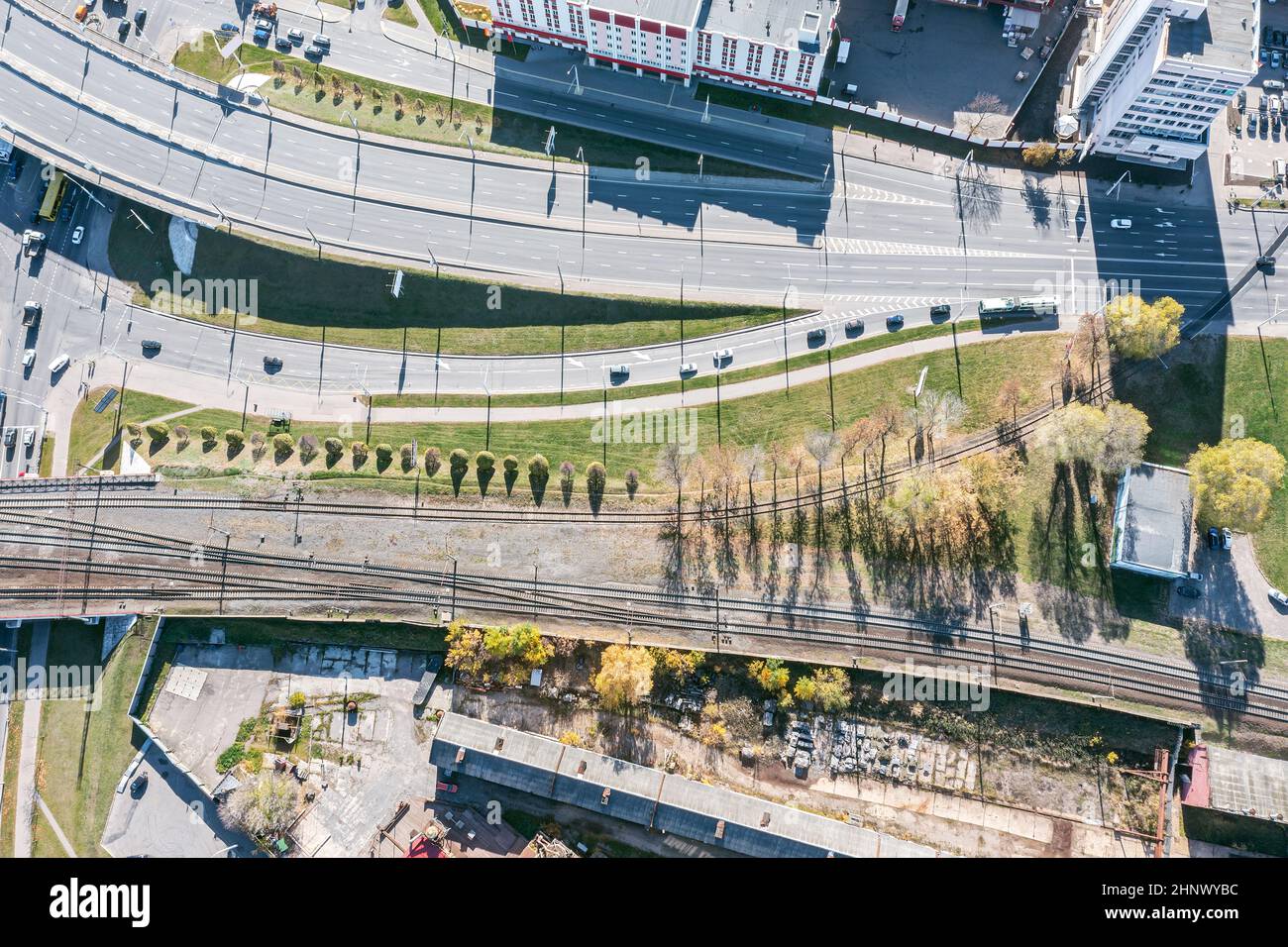 aerial top view of road intersection. urban infrastructure from above ...