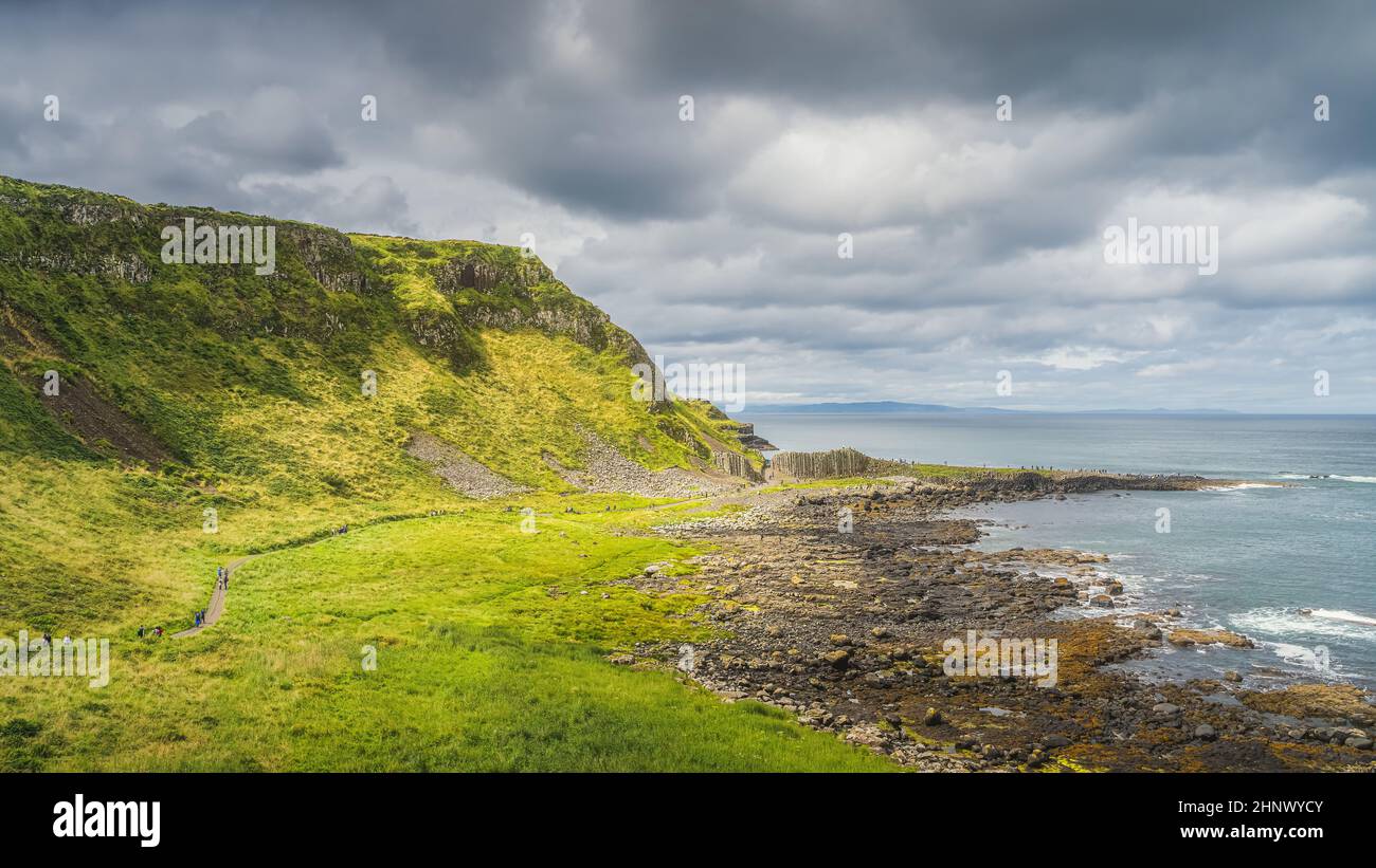 Panoramic view on main hexagonal rock formation, basalt columns in ...