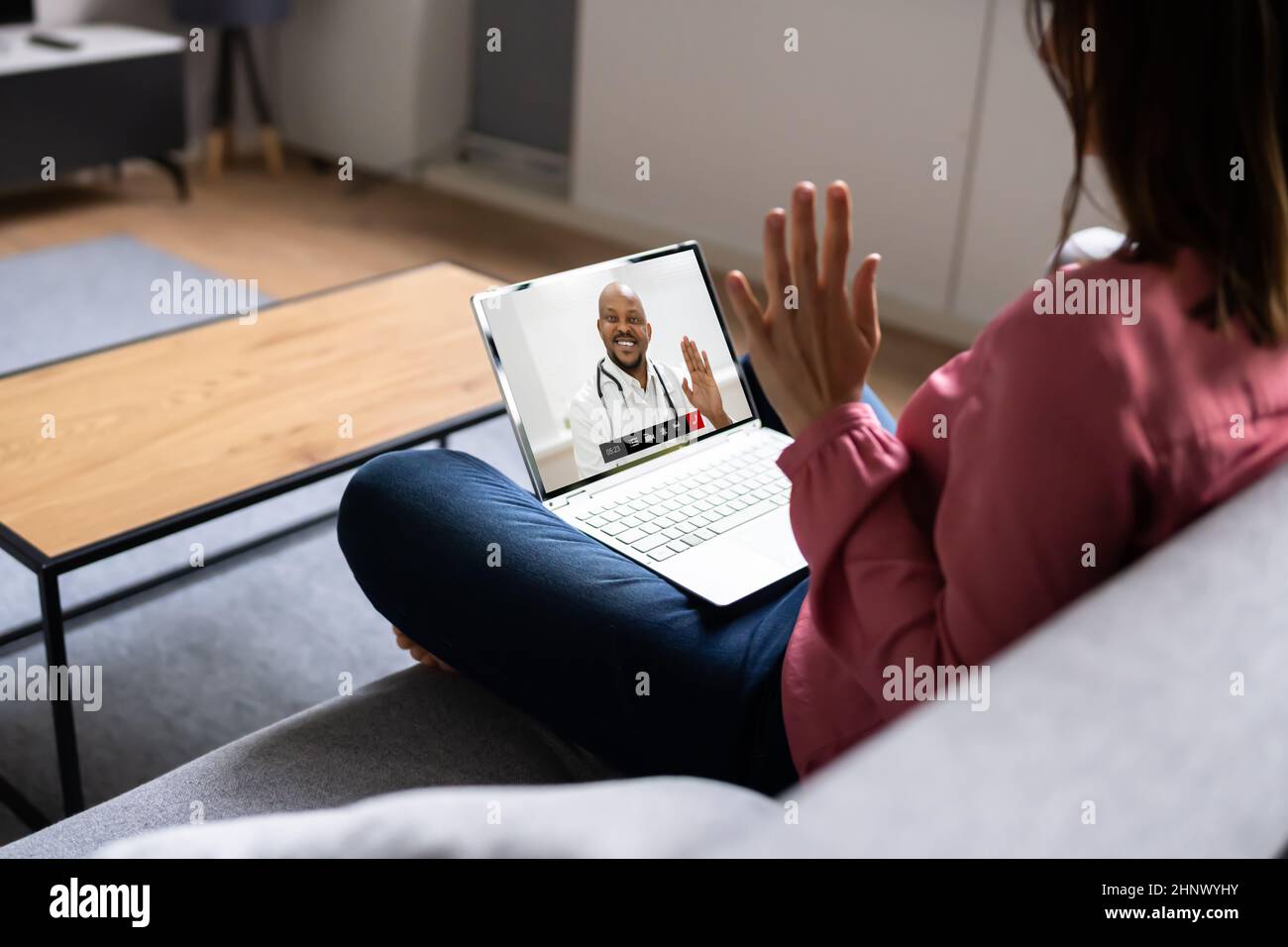 Video Conference Doctor Telemedicine Consult Call Or Webinar Stock ...