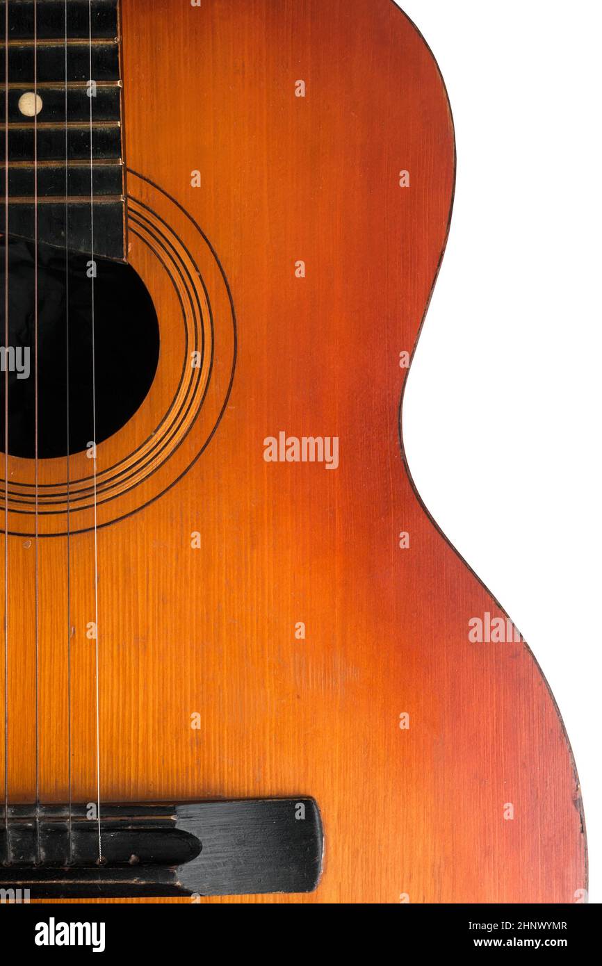 Acoustic guitar isolated on a white background Stock Photo - Alamy