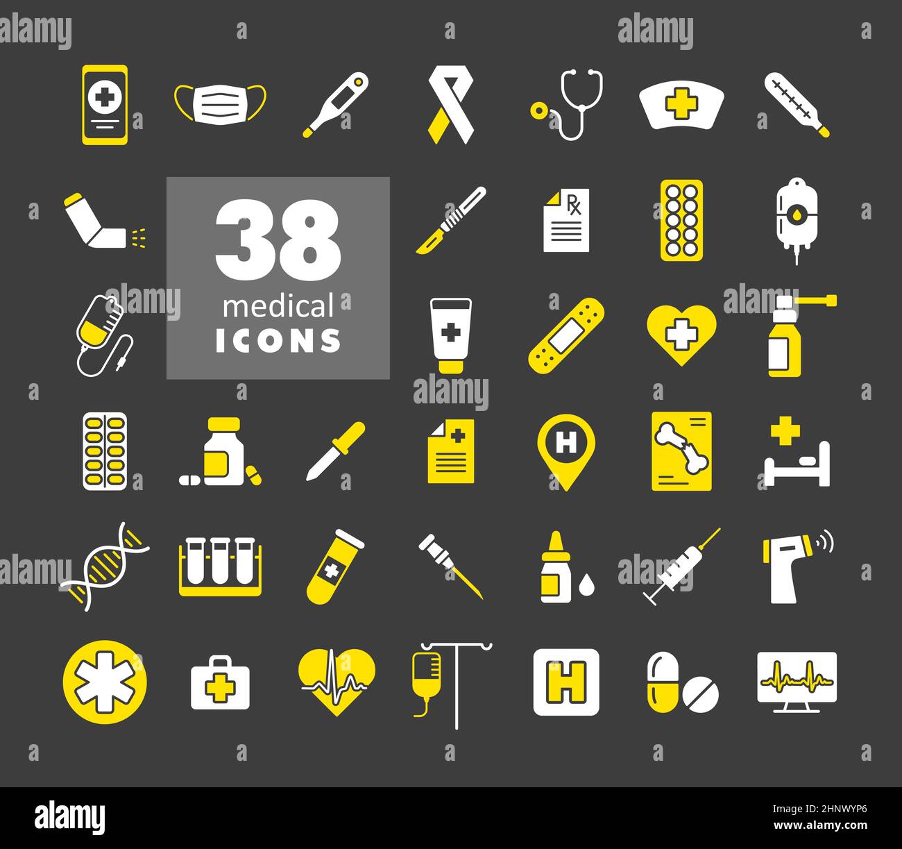 Medical vector glyph icons set. Medicine and healthcare, medical ...