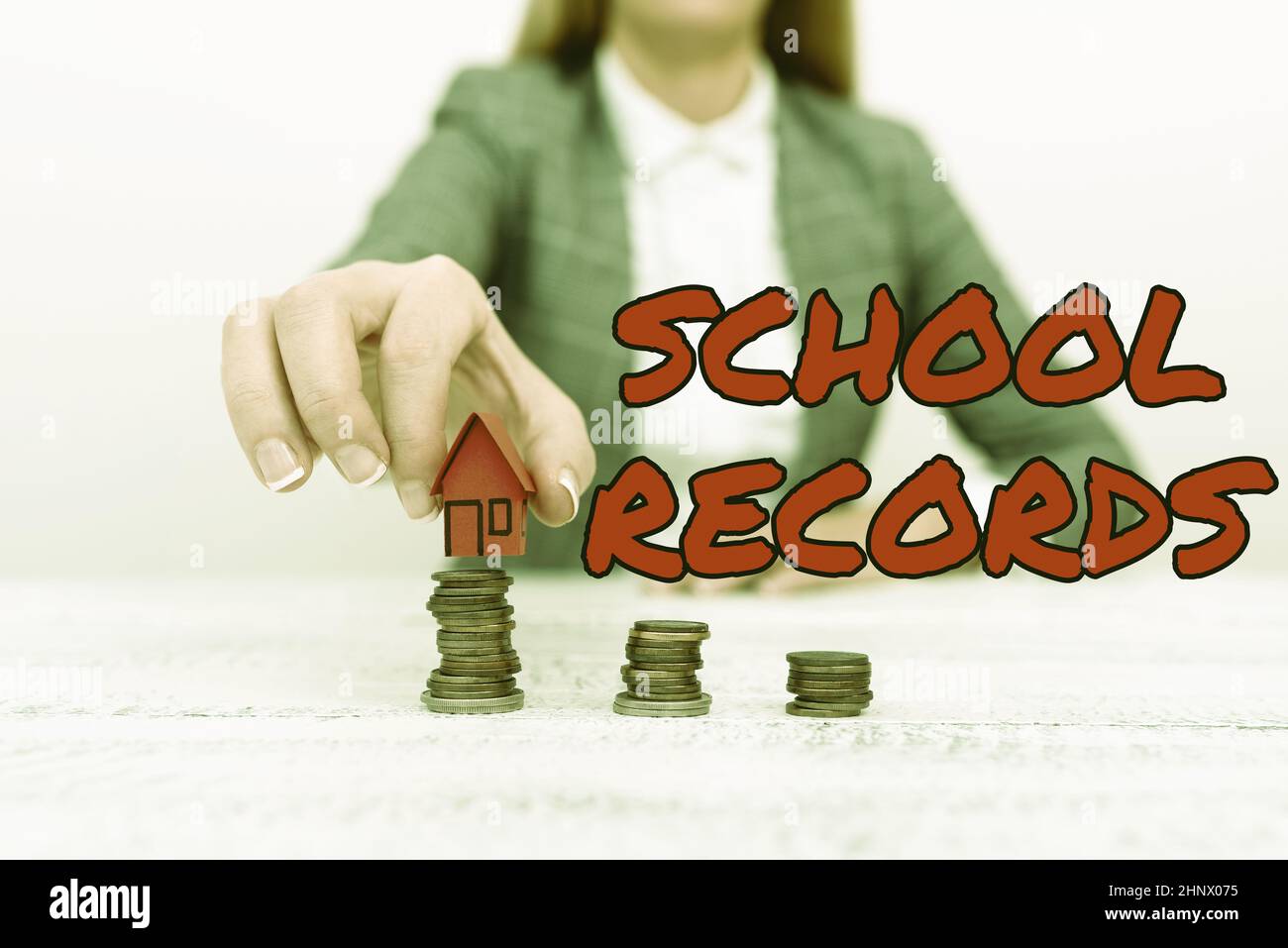 Hand writing sign School Records, Concept meaning Information that is ...