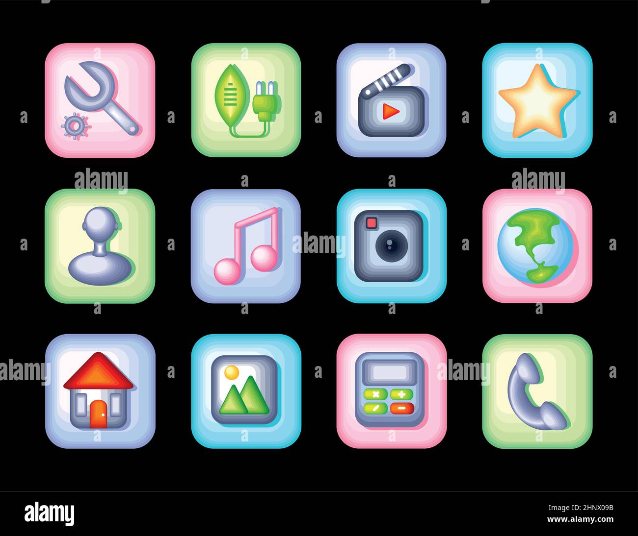 apps icons set Stock Vector Image & Art - Alamy