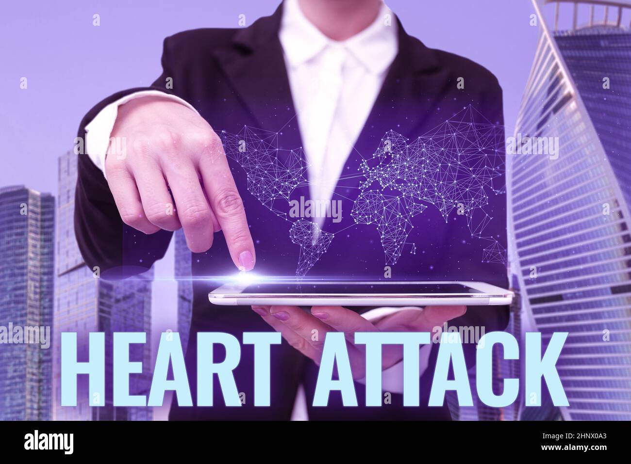 Text caption presenting Heart Attack, Word Written on sudden occurrence ...