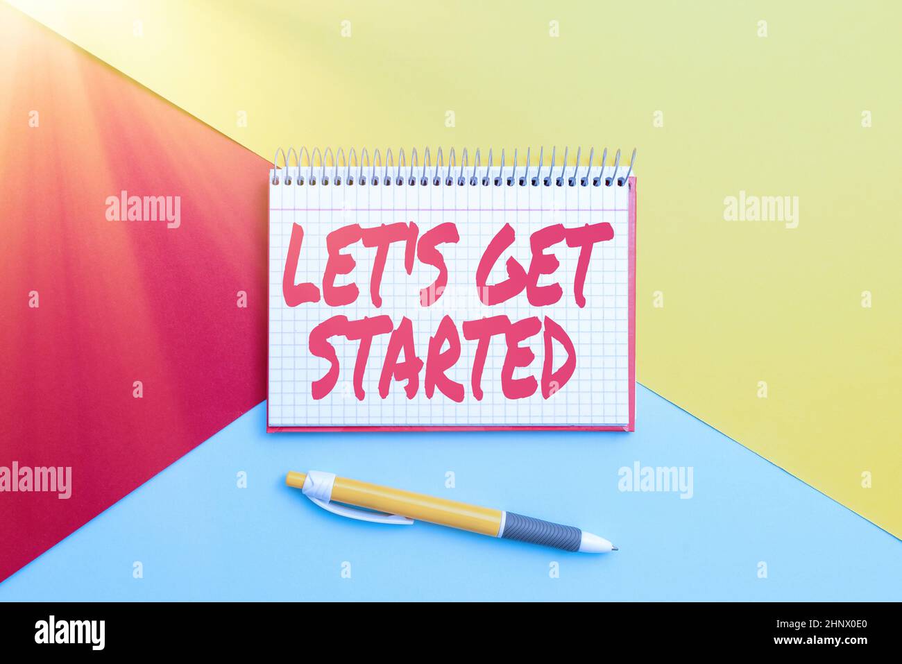 Writing displaying text Let S Get Started, Conceptual photo encouraging someone to begin doing ...
