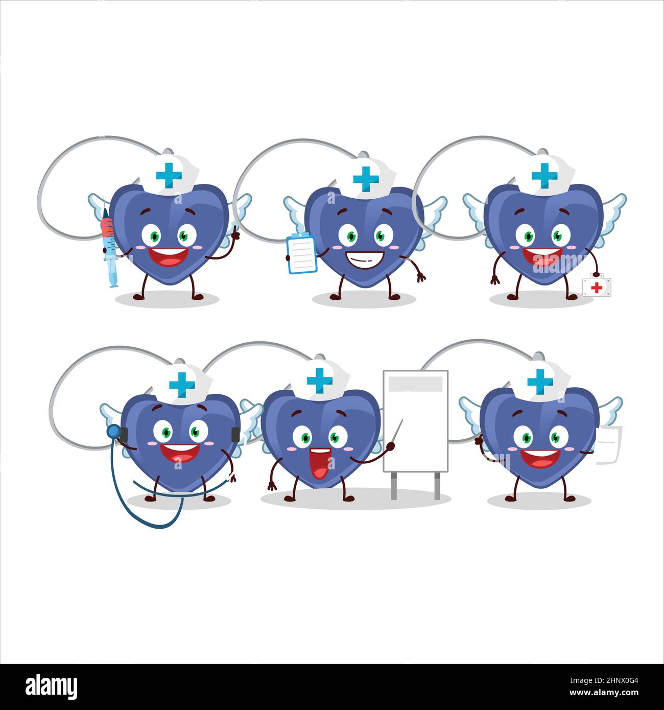 Doctor profession emoticon with angel heart necklace cartoon character ...