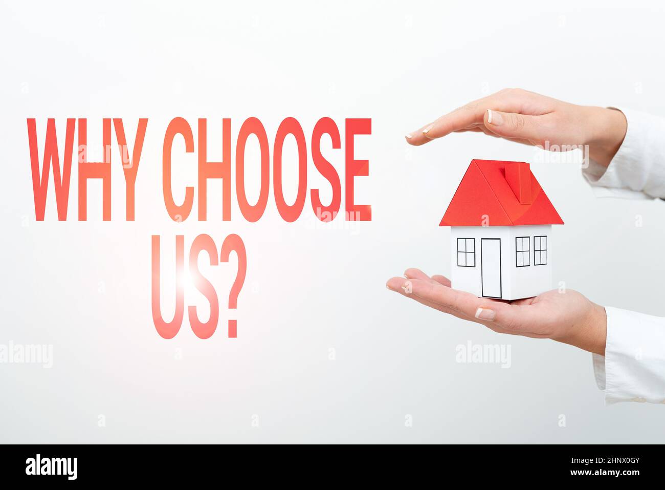 Sign displaying Why Choose Us Question, Business overview list of ...