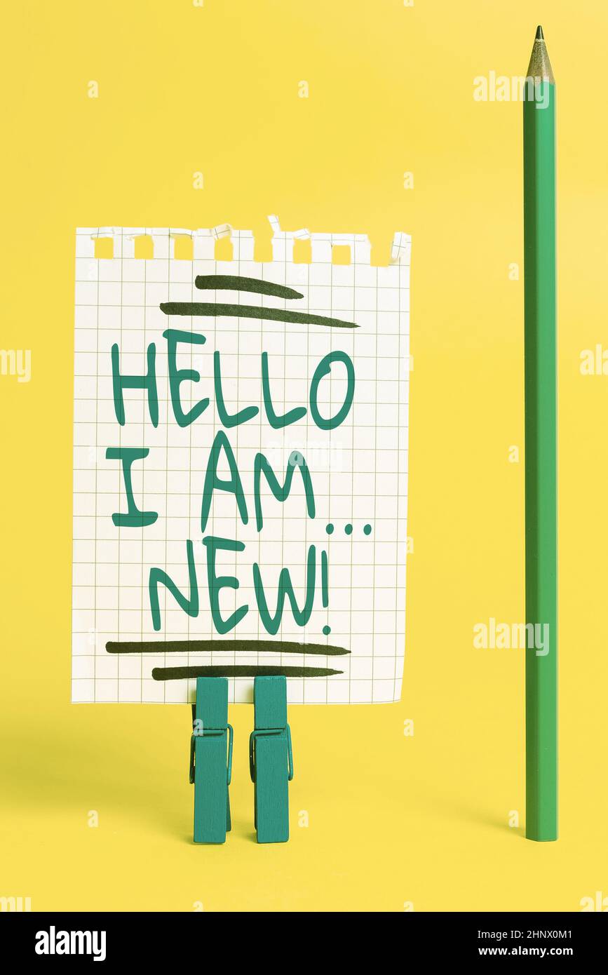Text caption presenting Hello I Am New, Business showcase used as ...