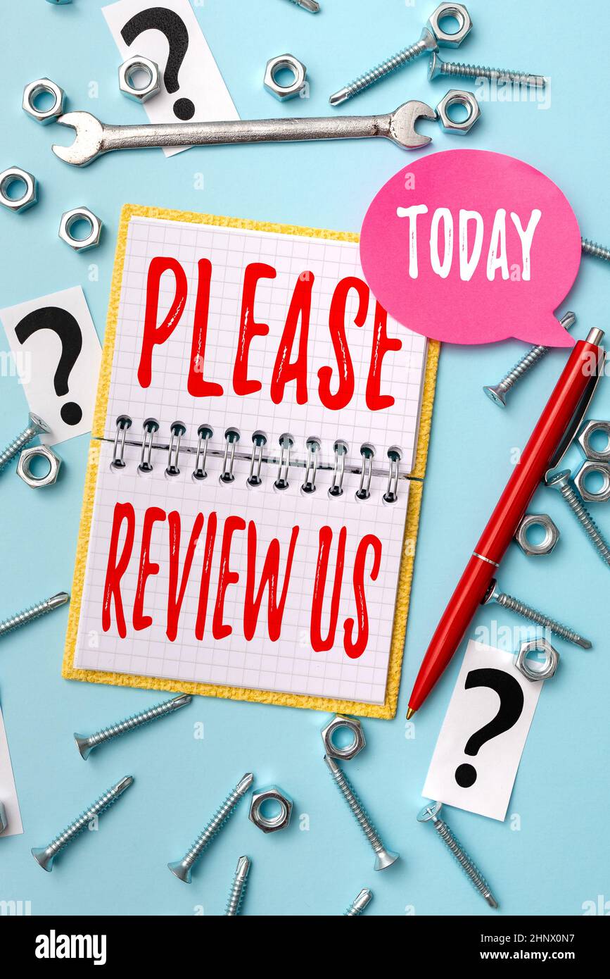 Text sign showing Please Review Us, Conceptual photo situation or ...