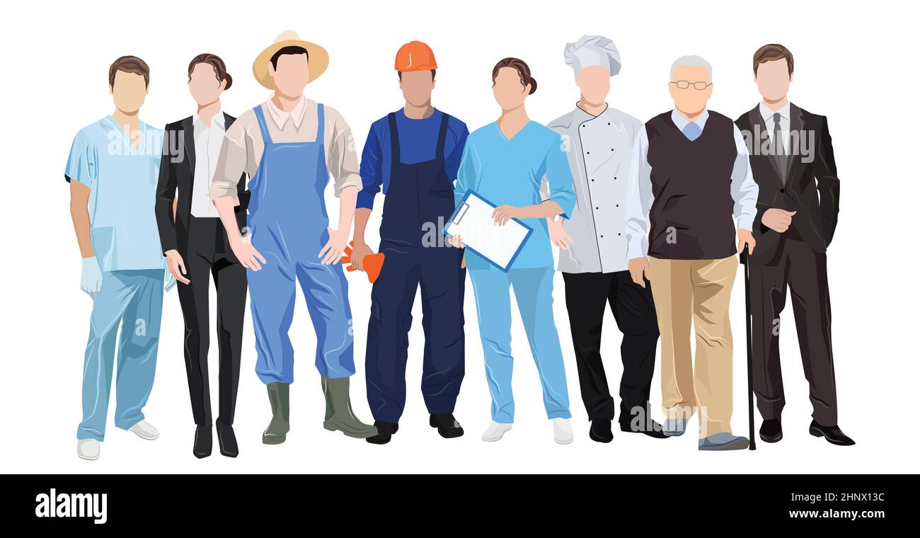 Set of 8 pcs people of different professions on a white background ...