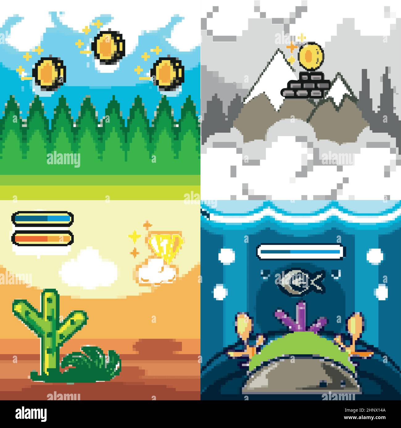 pixelated arcade screen set Stock Vector Image & Art - Alamy