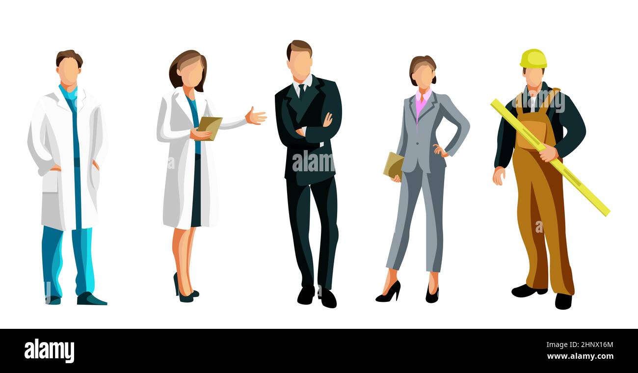 Set of 5 pcs people of different professions on a white background ...