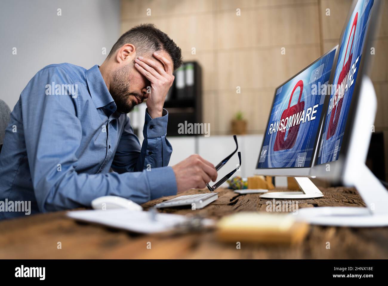 Ransomware Cyber Attack Showing Personal Files Encrypted Screen Stock ...